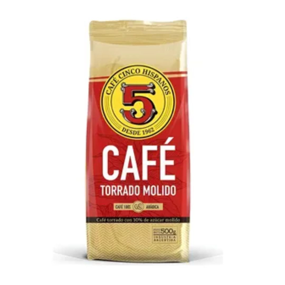 5 HISPANOS - Café TORRADO Molido 500gr
